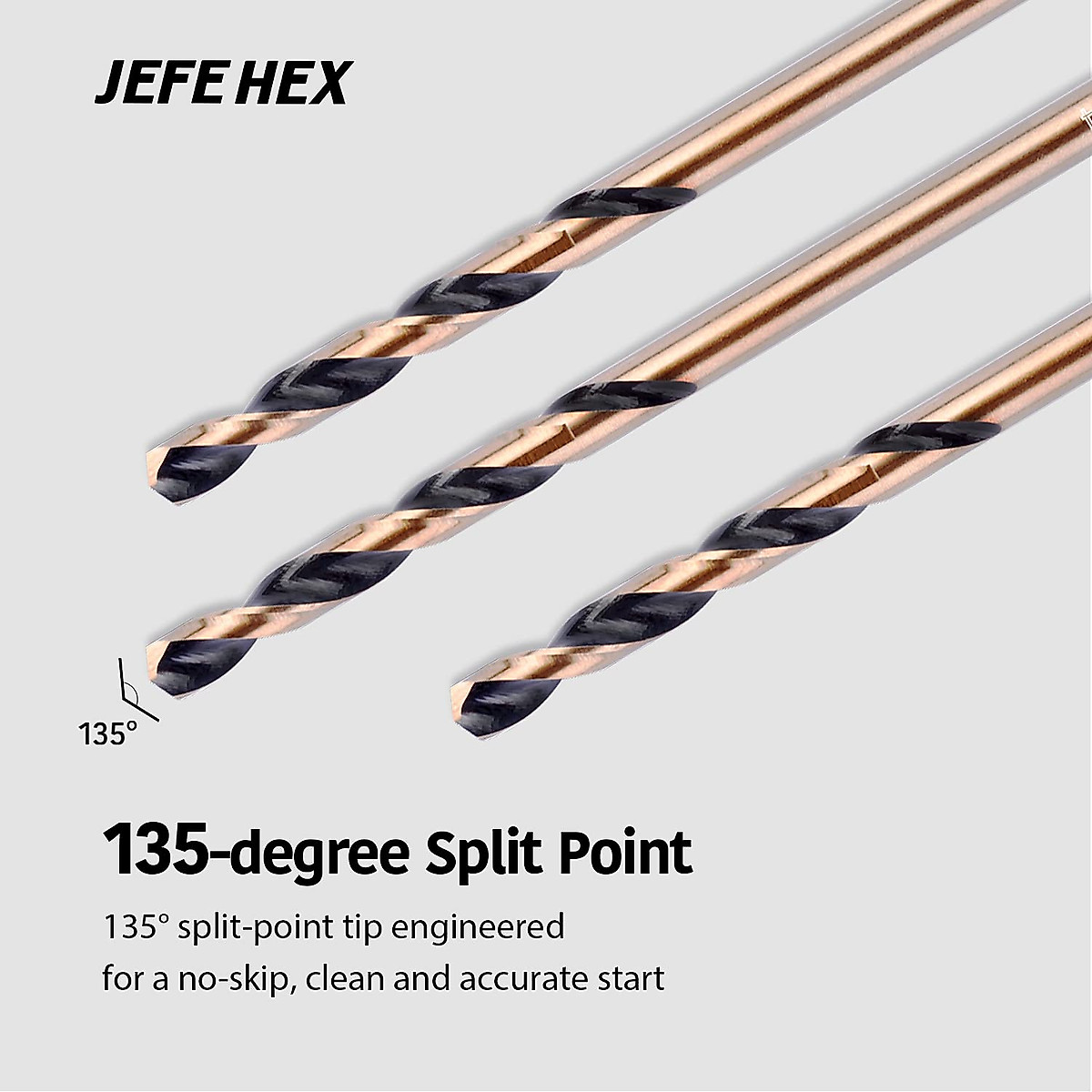 1/4" High Speed Steel Black & Gold Coated Drill Bit, Jobber Length with 3-Flat Shank, 135 Degree Split Point. Ideal for Steel, Wood and Plastics. Suitable for DIY & General Purpose Usage. (3 pcs)