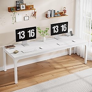 Tribesigns 2-Person Home Office Desk, 78.7" Extra Long Computer Desk, Double Workstation for Home Office, Work Desk for Two People (White)