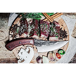 Altomino Handmade Fixed Blade Sharp Knife, 9.6 IN Hand-Forged Thin Knife, Carbon Steel Boning Knife for Meat Cutting, Razor Sharp, Deboning Chicken, Ham, Fish