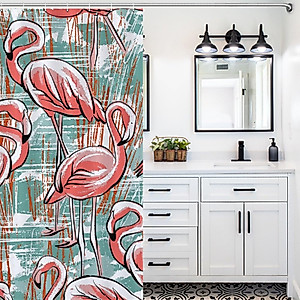 LAKIMCT Abstract Pink Flamingo Shower Curtain for Bathroom, Polyester Cloth Shower Curtain with Hooks, Modern Shower Curtain, Art Deco Shower Curtain, 36x72 inch Shower Curtain, 7 Hooks