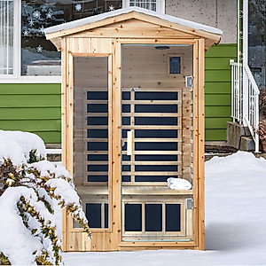 Xmatch Saunas 902V Far Infrared Sauna, Outdoor Wooden Dry Sauna Low EMF (Hemlock Wood, 2-Person Size)