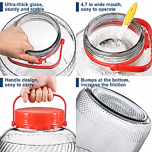 Daitouge Ulrta Large 4 Gallon(15200 ML) Glass Jar with Lid & Handle, Wide Mouth Canning Jars with Plastic Screw Lids, Glass Storage Jars BPA Free & Dishwasher Safe, 1 Pack