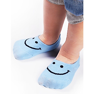 Baby Toddler Kids Boys Girls No Show Socks, Kids Low Cut Ankle Socks, Breathable Cotton Socks for Boys and Girls, White Blue Cream 1-3T, 6 Pairs