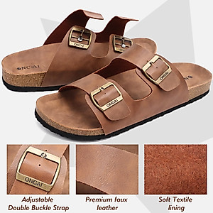 ONCAI Men's-Slide-Sandals-Beach-Slippers-Slippers Shoes Indoor and Outdoor Anti-skidding Flat Cork Sandals and Male Summer Beach Slippers with Non-Slip Soles Size 12