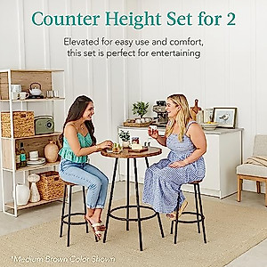 Best Choice Products Bistro Dining Set 3 Piece, Modern Round Counter Height Pub Table, Compact High Top with Bar Stools Pub Dining Set for Kitchen, Breakfast Room - Black