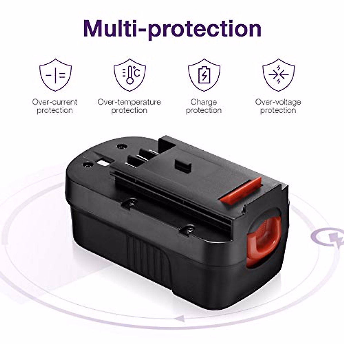 2 Pack 3.8Ah 18 Volt HPB18 Replacement Battery Compatible with Black and Decker 18V HPB18 HPB18-OPE 244760-00 A1718 FS18FL FSB18 Firestorm Black and Decker 18 Volt Battery