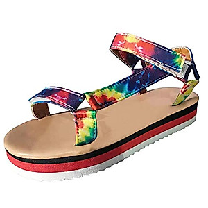 justHIGH Women's Wedge Platform Sandals Elastic Ankle Strap Cork Platform Sandals Multicolor