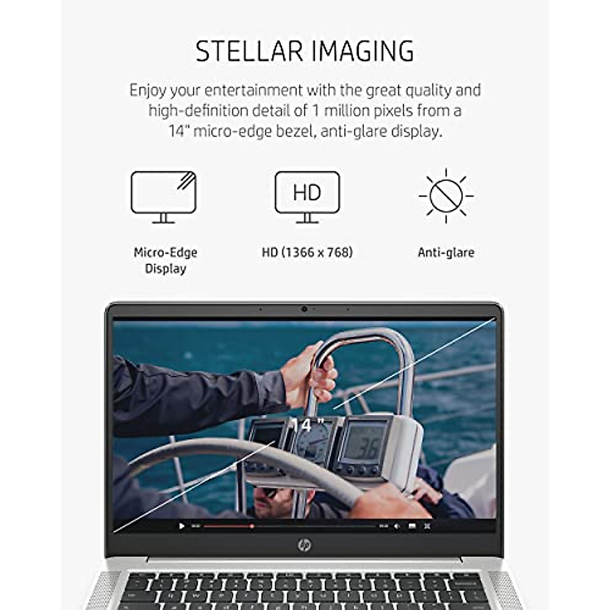 HP Chromebook 14a Laptop, AMD 3015Ce Processor, 4 GB RAM, 32 GB eMMC Storage, 14-inch Micro-Edge HD Display, Google Chrome OS, Anti-glare Screen, Long-Battery Life (14a-nd0010nr, 2021, Mineral Silver)