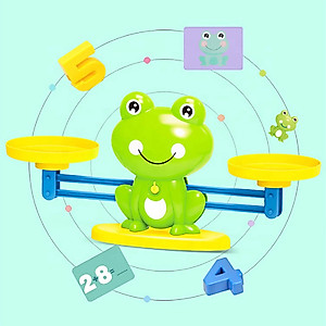 Vatunu Learning Math Game, STEM Montessori Counting Toys with Frog Learning Card, Fun Children's Gift Learning Balance Skill Educational Number Toy for Kids Ages 3-5