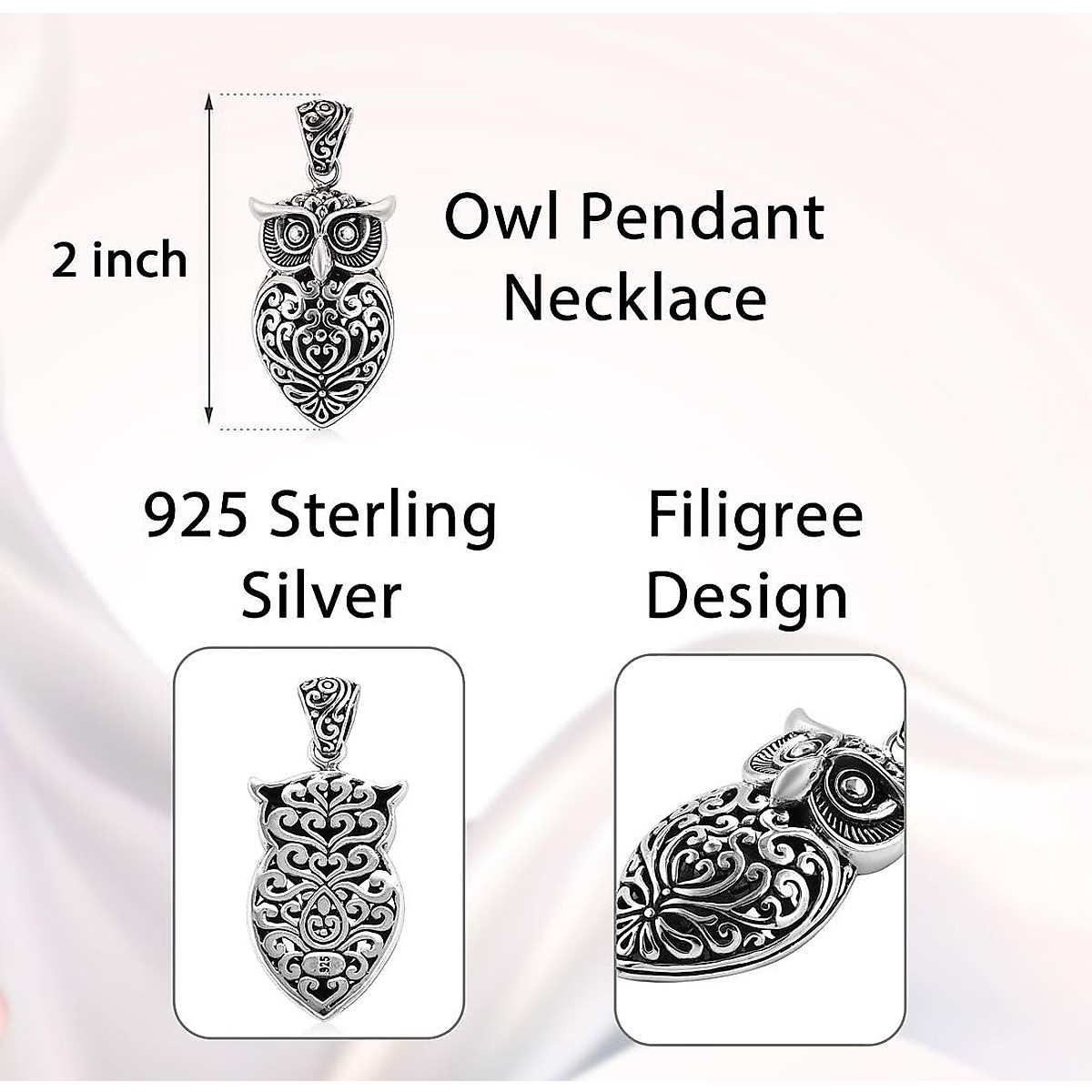 Shop LC BALI LEGACY 925 Sterling Silver Filigree Pendant Owl Gifts for Women Oxidized Jewelry 8 g Birthday Gifts