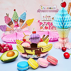 6 Pieces Ice Cream Centerpiece Ice Cream Cart Centerpiece Banana Split Centerpieces Ice Cream Decorations for Ice Cream Theme Party Birthday Baby Shower Party Supplies