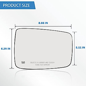 Passenger Right Side Heated Mirror Compatible with 2009-2018 Dodge Ram 1500, 2500 Mirror Glass - Exterior Side View Convex Mirror - Replace# 68079362AA, 68050298AA