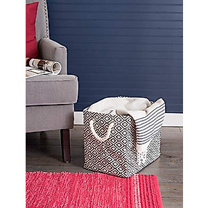 DII Woven Paper Storage Bin, Geo Diamond, Black, Medium Rectangle