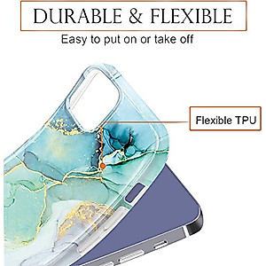 luolnh Gold Glitter Sparkle Case Compatible with iPhone 13 Mini Case Marble Design Shockproof Slim Soft Silicone TPU Bumper Cover Phone Case for iPhone 13 Mini 5.4 Inch 2021-Abstract Mint