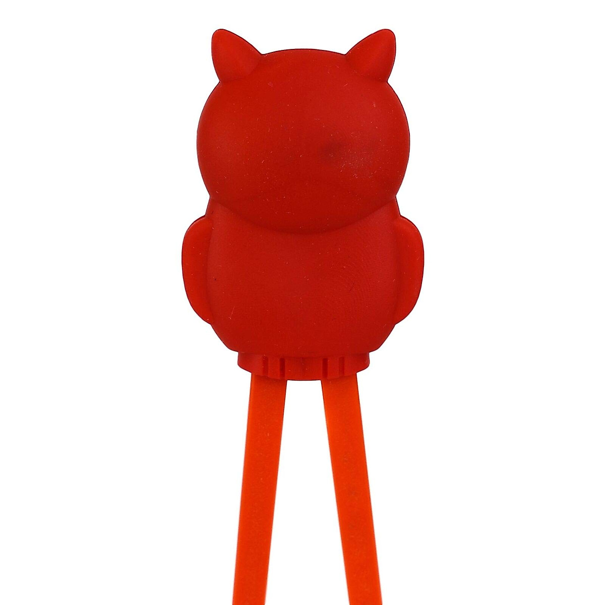 Ebros Gift Red Owl Reusable Training Chopsticks Set with Animated Silicone Helper Hinge Guide for Sushi Noodles Rice Dining Learning Fun
