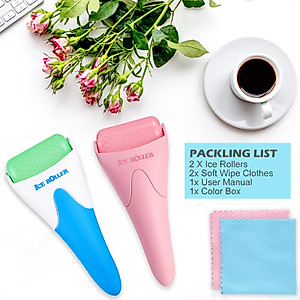 AFOUNDA Ice Rollers for Face and Eye, 2 Packs Skincare Tools, Facial Rollers for Face Wrinkles Fine Lines Puffiness Stick Massager Self Care Gifts for Men Women