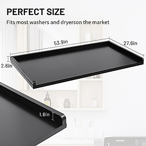 Murago Washer Dryer Countertop, 100% Hard Wood Laundry Topper with Anti-Static Coating, Edge Rails， Black