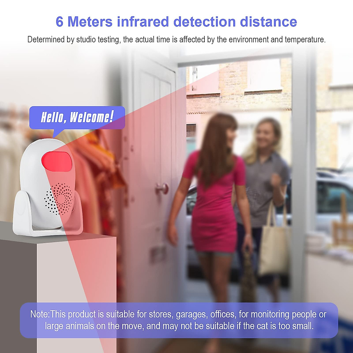 TOWODE Motion Detector Alarm Indoor Motion Sensor Alarm with Remote Control 110dB 4 Volume Levels Motion Detector Alert for Home Shop Store (1 Motion Detector, 1 Remote Control)