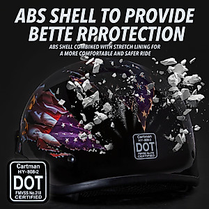 Cartman Cruiser Scooter Motorcycle Half Face Helmet, Patriotic Eagle USA Graphics, DOT Approved for Bike Scooter ATV UTV Chopper, Large
