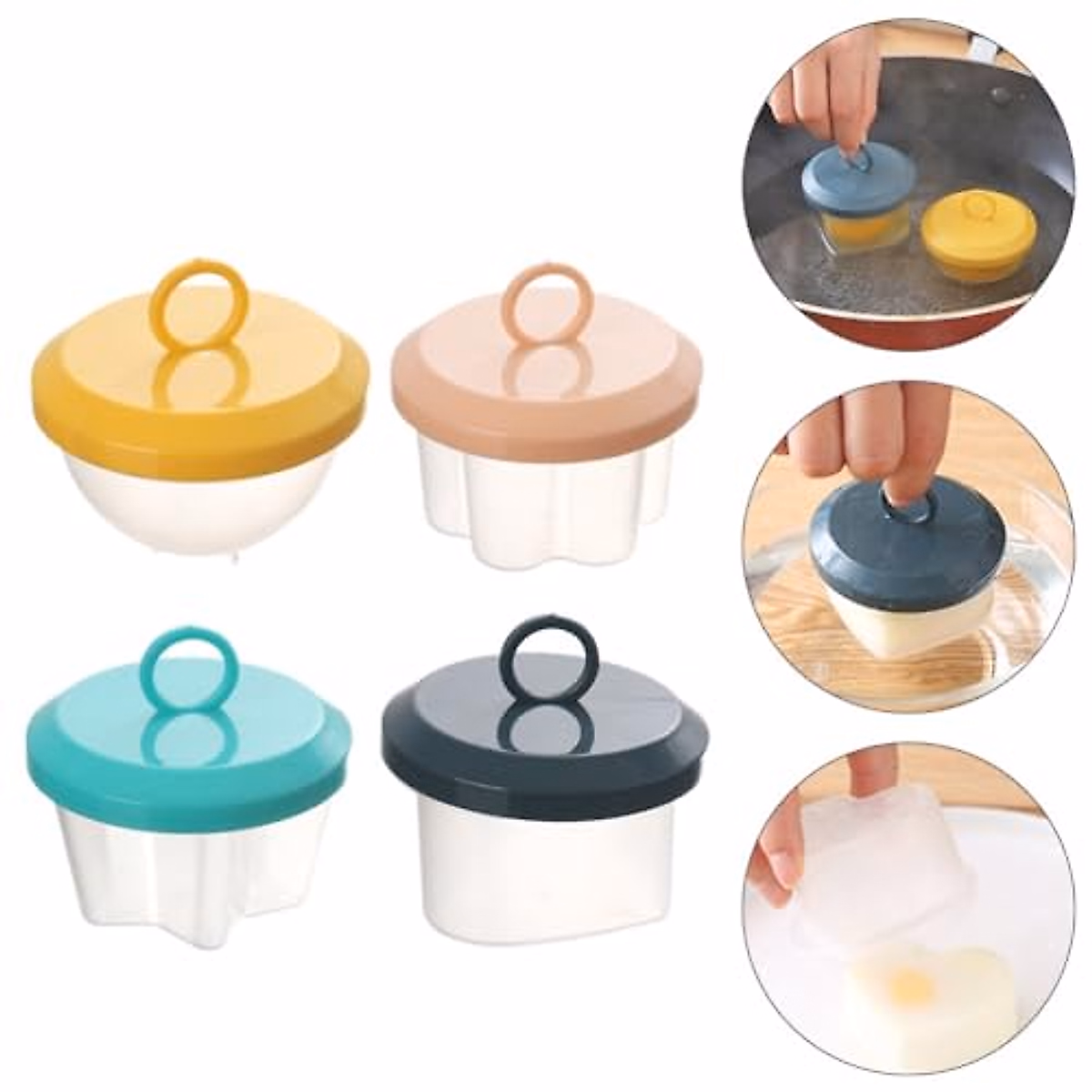 4 Pack Egg Poacher with Brush Egg Cooker Hard Boiled Eggs without Shell Egg Poaching Cups Egg Boiler Egg Maker For Breakfast Sandwiches