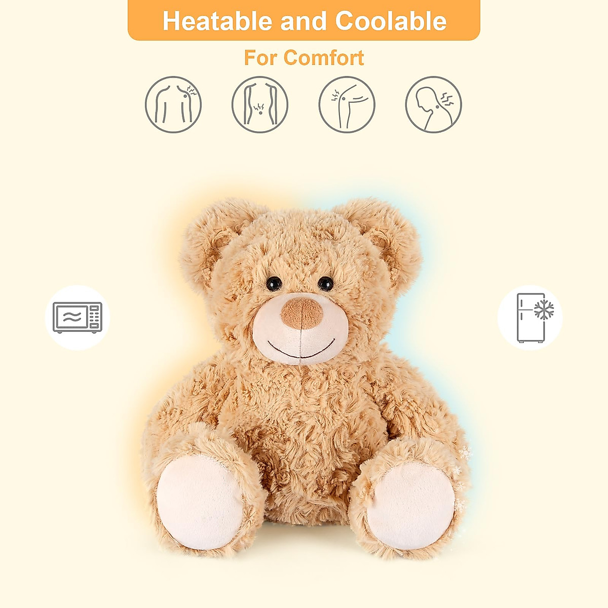 SuzziPals Teddy Bear Stuffed Animals, Microwavable Stuffed Animal Heating Pads for Heat Therapy, Stress Relief Toy for Anxiety, Cuddle, Companion, Bear Plush Gifts for Girls Boys Adults