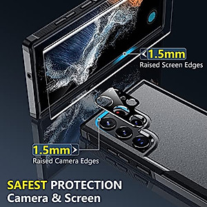 SPIDERCASE for Samsung Galaxy S22 Ultra Case, [10 FT Military Grade Drop Protection],with 2 Pack [Soft Screen Protector + Camera Lens Protector] Heavy Duty Shockproof Case,Black