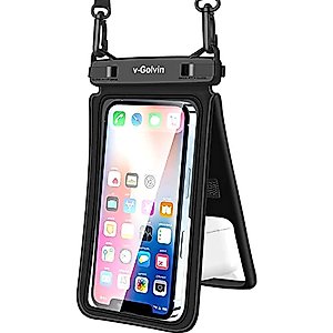 v-Golvin Waterproof Phone Pouch, 2 in 1 IPX8 Cellphone Dry Bag Waterproof Case for iPhone 14 13 12 11 Pro Max SE 2020 XS Max XR X 8 7 6s Plus S22 S10 S20 S21 Ultra Note 20/10 Up to 7 inches, Black