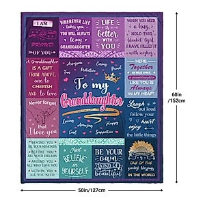 Qotuty Granddaughter Gifts Blanket 50"x60", Granddaughter Gifts From Grandma, Granddaughter Gifts From Grandparents, Gifts For Granddaughter, Birthday Graduation Gifts For Granddaughter Throw Blankets