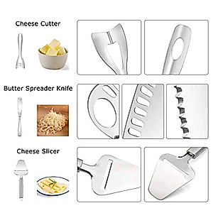 WarmHut Set of 3 Cheese Slicer, Stainless Steel Cheese Slicer Plane Knives, Cheese Cutter, Butter Spreader Knife - for Soft, Semi-hard Cheeses Kitchen Tool