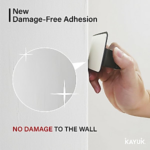 Mop Broom Holder Wall Mounted Heavy Duty No Drill, Adhesive Mop 304 Stainless Steel Mop Hanger Wall Mount Stick on w Hooks for Bathroom Kitchen Closet Garage Garden Organizer with 6 Hooks (Black)