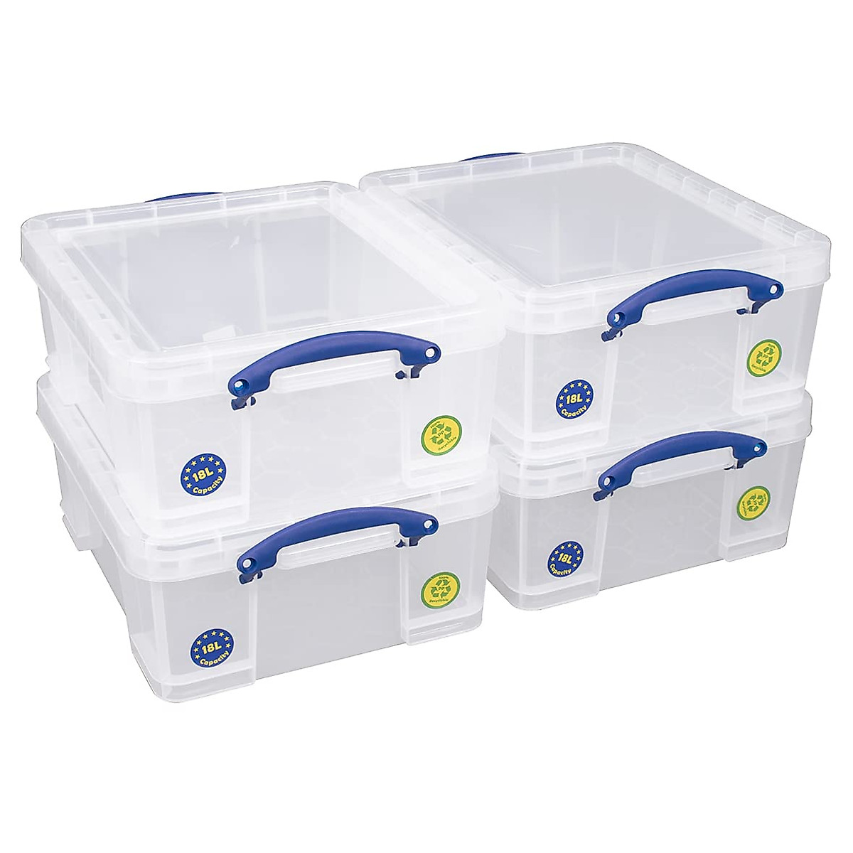 Really Useful Storage Box Plastic Lightweight Robust Stackable 18 Litre W390Xd480Xh200Mm Clear - Ref 18C