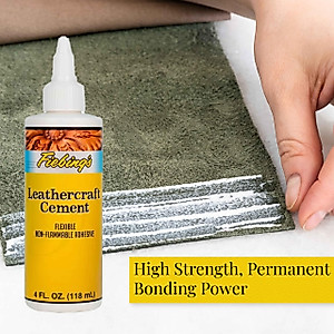 Fiebing's Leathercraft Cement - Leather Glue (4oz) - Quick Drying, High Strength, Flexible Adhesive w/Permanent Bonding for Craft or Repair for Leather Jackets, Shoes, Wallets, Furniture - Non-Toxic