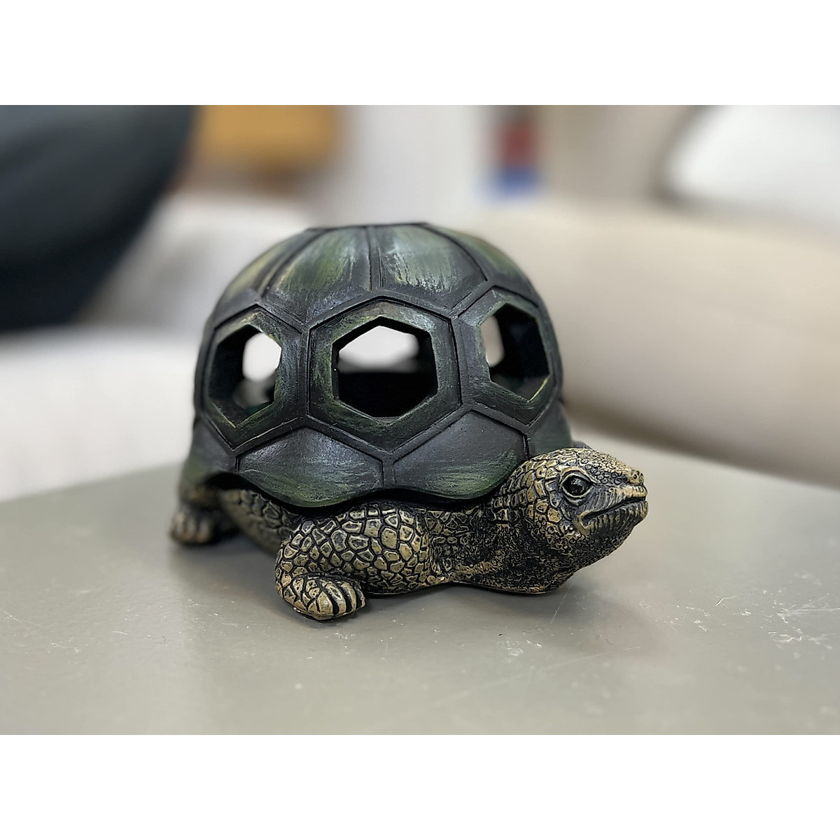 KiwiKols Large Turtle Ashtray - Cigar Use - Dark Green Resin - Discrete Decoration - Smoker Enthusiast - Cigarettes - Smokeless & Windproof - Outdoor Patio Ashtray