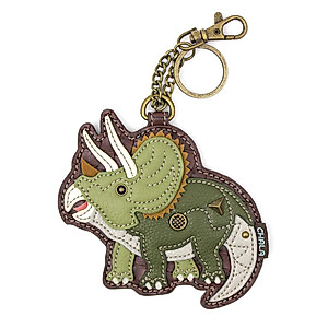 Chala Charming Crossbody Bag Shoulder Handbag With Flap Top and Zipper Brown (Coin Purse_ Dinosaur Triceratops)