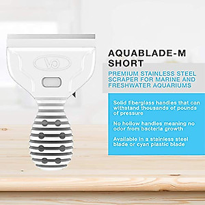 Continuum Aquatics AquaBlade M - Short Stainless Steel Aquarium Scraper to Clean Aquarium Tank,White