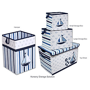 Bacati - Mix N Match Ikat Zigzag/Chevron Nursery Storage (Changing Table Storage Runner, Blue Stripes)