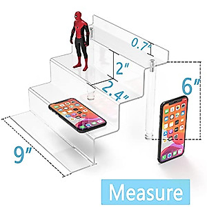 WINKINE Acrylic Riser Display Shelf, 4 Tier Perfume Organizer, Display Riser for Amiibo Funko POP Figures, Tiered Display Stand Small Risers for Display, Acrylic Display for Decoration and Organizer