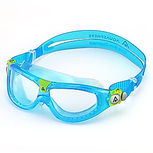 Aqua Sphere Seal Kid 2 Kids Swim Goggles - Ultimate Underwater Vision with Comfort, Anti Scratch Lens & Hypoallergenic | Unisex Children, Clear Lens, Turquoise/Turquoise Frame (MS5064343LC)