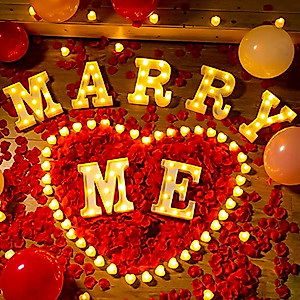 4115 Pcs Marry Me Sign Proposal Decorations 7 Pcs Light up Marry Me Sign 48 Pcs Heart Led Candle Tealight 4000 Pcs Red Artificial Rose Petal 60 Pcs Balloons for Romantic Night Party Wedding