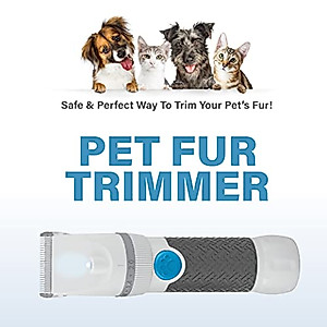 Bell+Howell PawPerfect Pet Fur and Hair Trimmer Dog Hair Clippers with Stainless Steel and Ceramic Blades Low Noise Rechargeable and Cordless Shaver for Dogs Cats and Other Furry Pets As Seen On TV