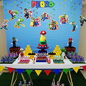 Mario Birthday Party Decorations, Happy Birthday Banner with Hanging Swirls Ceiling Streamers Decorations for Kids Mario Party Supplies
