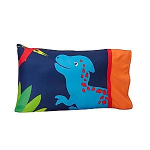 JUSTSWAG Monond SPPRANDOM Garanimals Dino-Mite Dinosaurs 4-Piece Toddler Bedding Set, Blue and Red Comforter Set for Boys