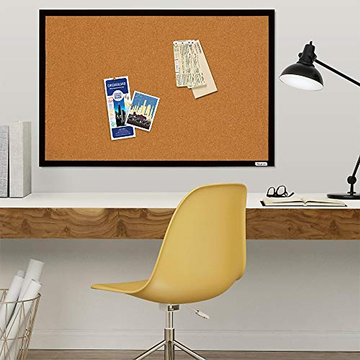 Quartet Cork Board Bulletin Board, 2' x 3' Framed Corkboard, Black Frame, Decorative Hanging Pin Board, Perfect for Home Office Decor, Home School Message Board or Vision Board (MWDB2436-BK)