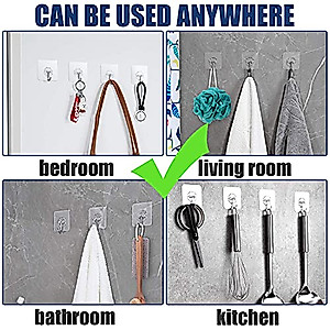 Adhesive Hooks Kitchen Wall Hooks- 20 Packs Heavy Duty 21lb(Max) Nail Free Sticky Hangers with Stainless Hooks Reusable Utility Towel Bath Ceiling Hooks 11111