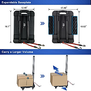 JMFOLD 70 lbs Folding Hand Truck,Lightweight Hand Truck Dolly with 2 Wheels & 2 Ropes,Portable Trolley,Folding Luggage Cart,Airport,Travel,Moving and Office Use (Heavy Duty Cart)