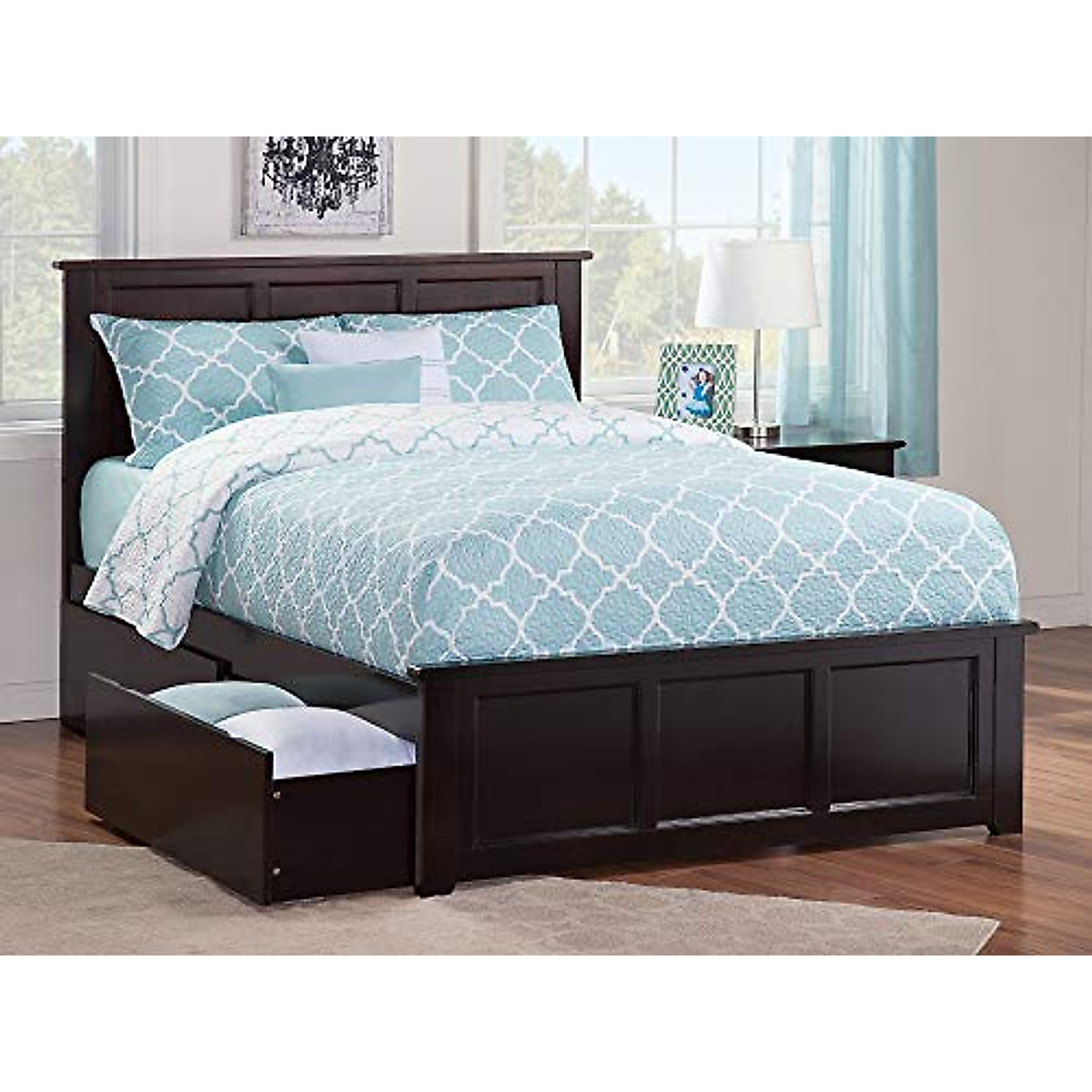 Atlantic Furniture AR8636111 Madison Platform Bed with Matching Foot Board and 2 Urban Bed Drawers, Full, Espresso