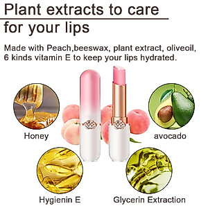 BINGBRUSH 2 Pcs Peach Color Changing Lipstick Queen,PH Mood Long Lasting Labiales Lip Gloss Lip Balm Tinted Magic Lip Stain Makeup Lipstick Set for Women