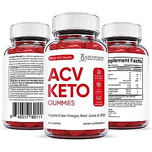 Justified Laboratories (10 Pack) Total ACV Heath Keto Gummies 1000MG with Pomegranate Juice Beet Root B12 600 Ketos Gummys