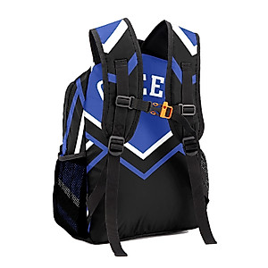 Personalized Cheer Blue Cheerleader Custom Backpack Waterproof Multifunctional Daypack with Name Gift