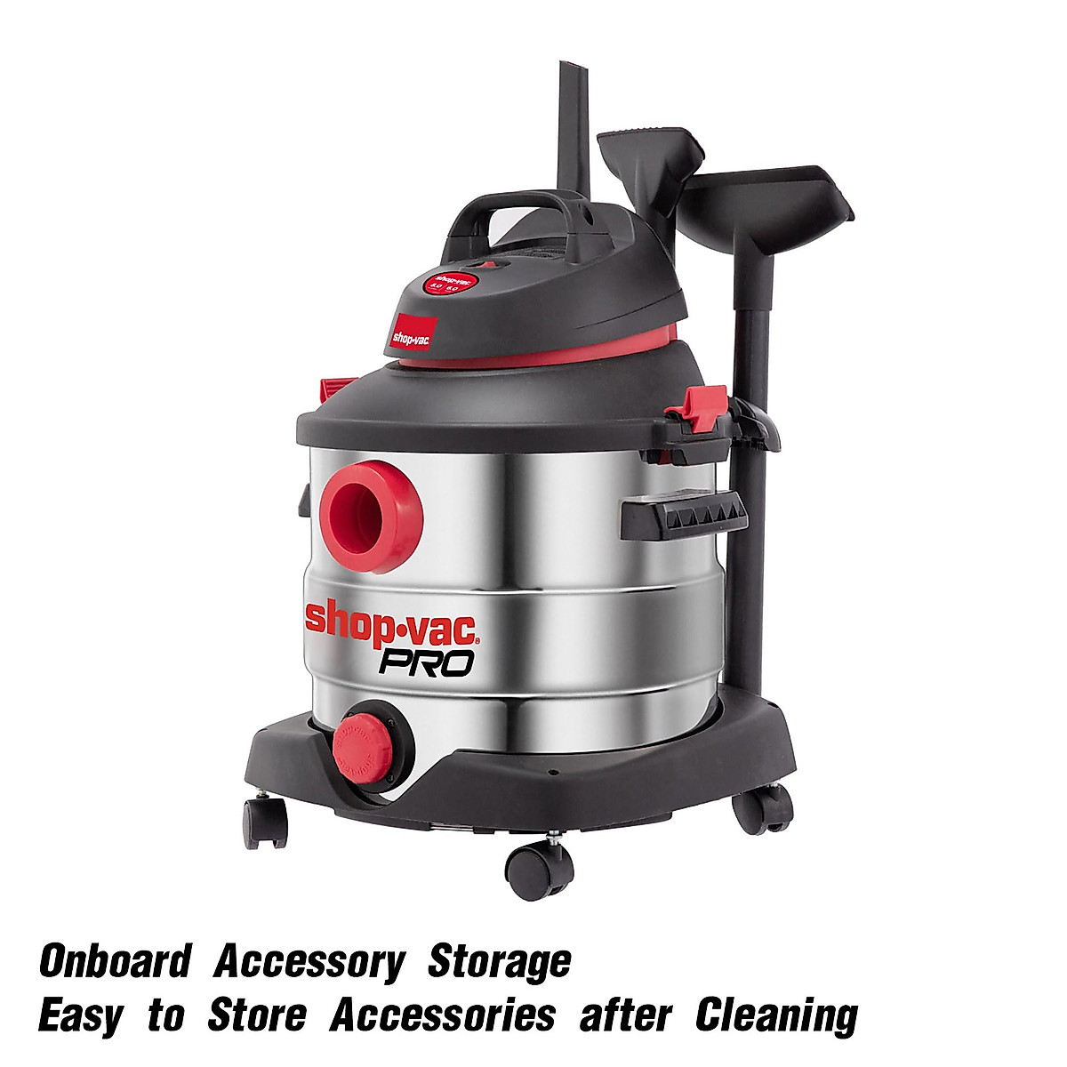 Shop-Vac 8 Gallon 6.0 Peak HP Wet/Dry Vacuum, Stainless Steel Tank, Portable Shop Vacuum with Multifunctional Attachments for Jobsite, Garage & Workshop. 5989400
